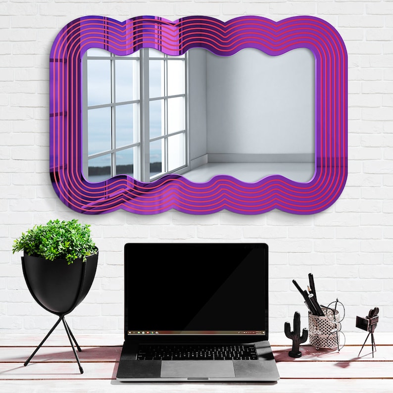 Pop Wave Mirror Wall Art Modern Wall Mirror Cool Mirror - Etsy