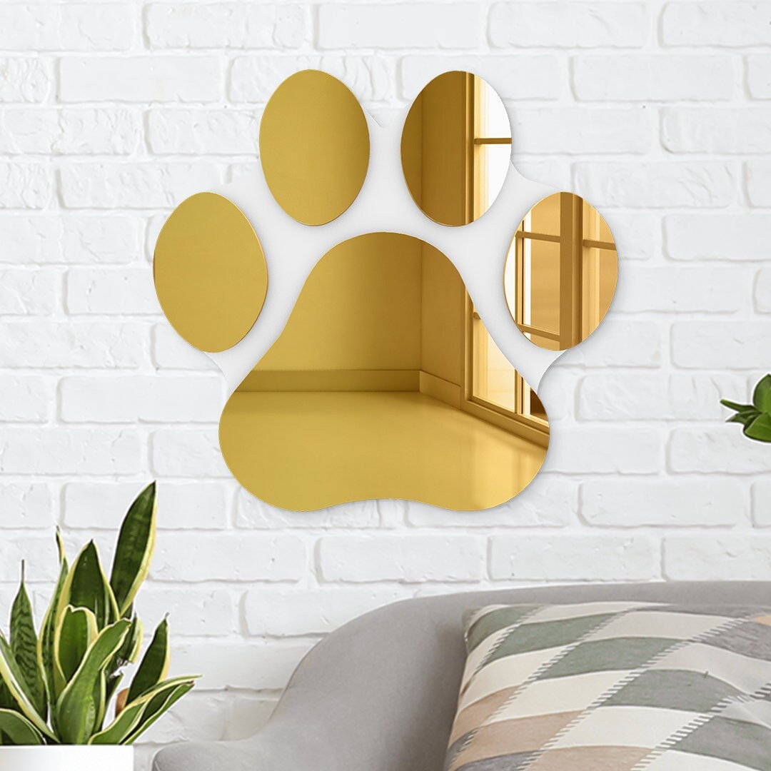 Paw Print Decorative Mirror Wall Art, Dog Paw Sign Wall Art, Cool ...