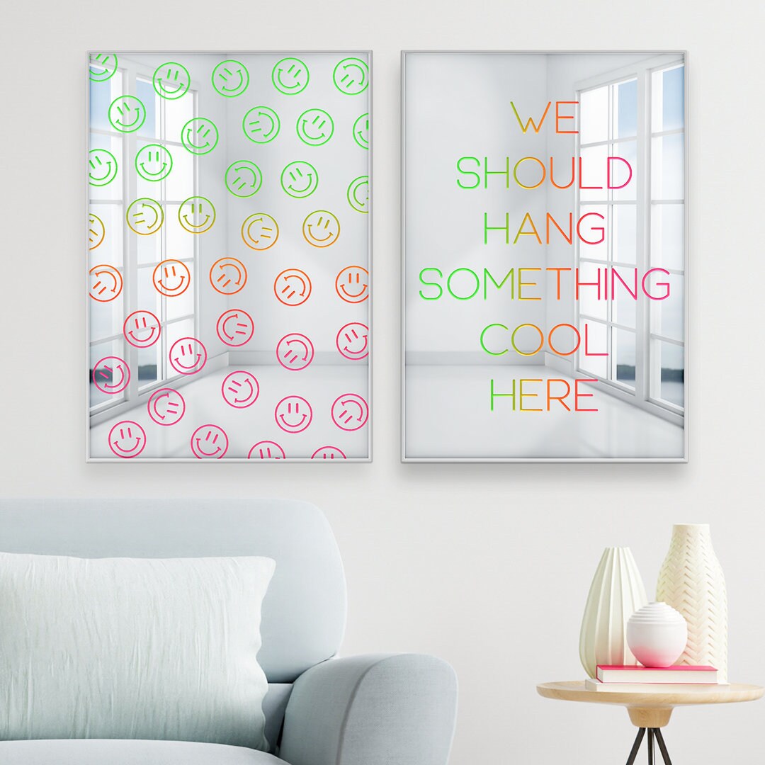 Have a Happy Day Mirror Wall Art, Happy Face Cool Decor, Emoji Wall ...