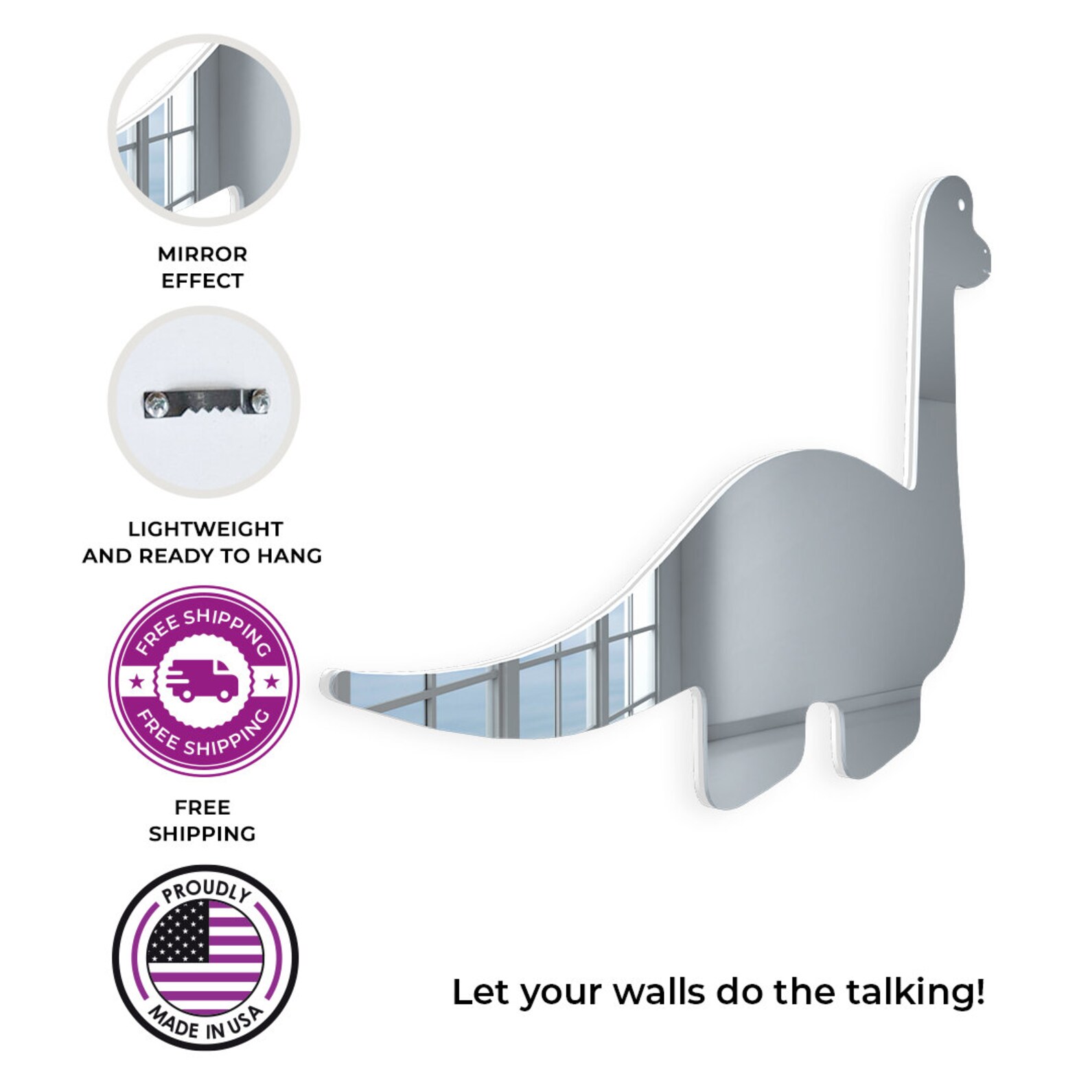 Acrylic 3 Set Dinosaurs Wall Art Mirror Dinosaur Theme Room - Etsy