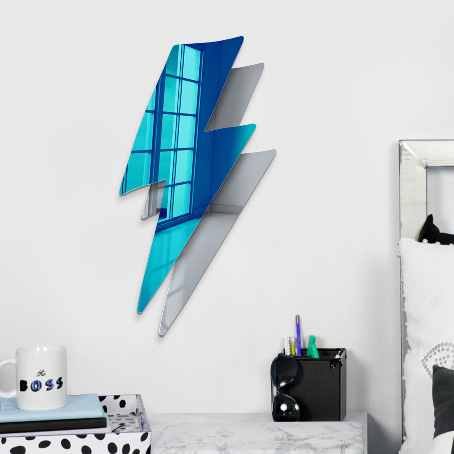 Lightning Bolt Acrylic Kids Wall Art Mirror Thunder Bolt | Etsy