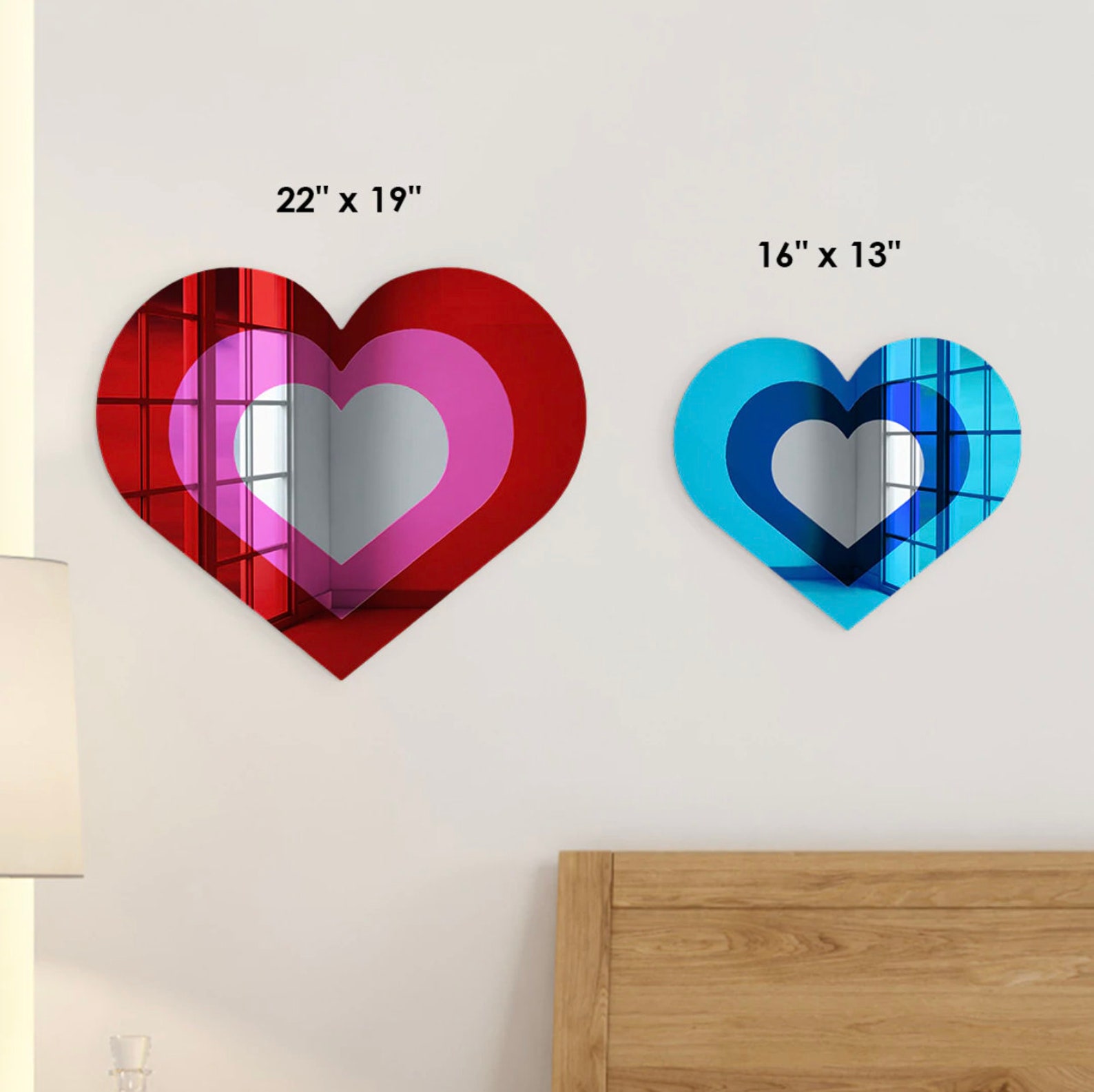 Concentric Heart Mirror Wall Art, Mirror Heart Wall Decor, Heart Art ...