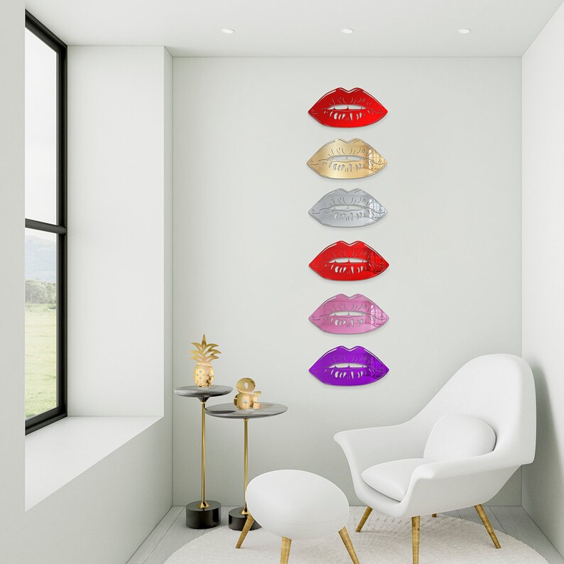 Set of 3 Mirrored Lips Wall Art Acrylic Lips Mirror Lips - Etsy