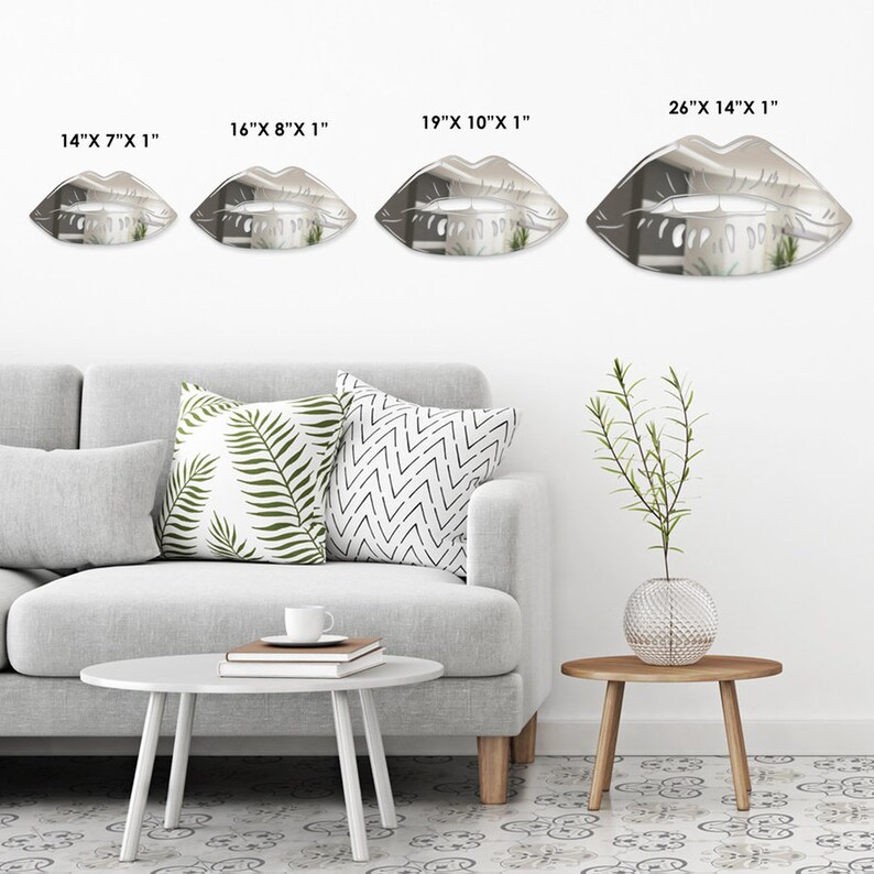 Set of 3 Mirrored Lips Wall Art Acrylic Lips Mirror Lips - Etsy