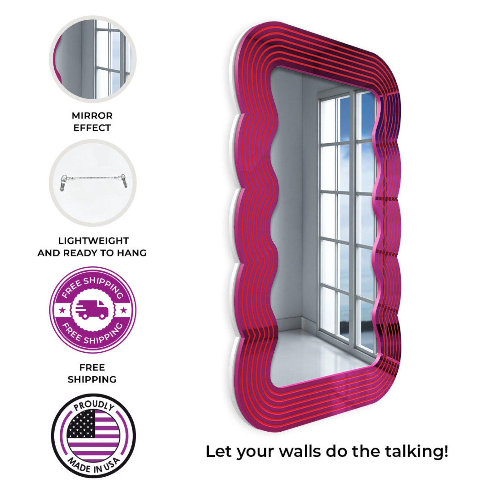 Pop Wave Mirror Wall Art Modern Wall Mirror Cool Mirror - Etsy