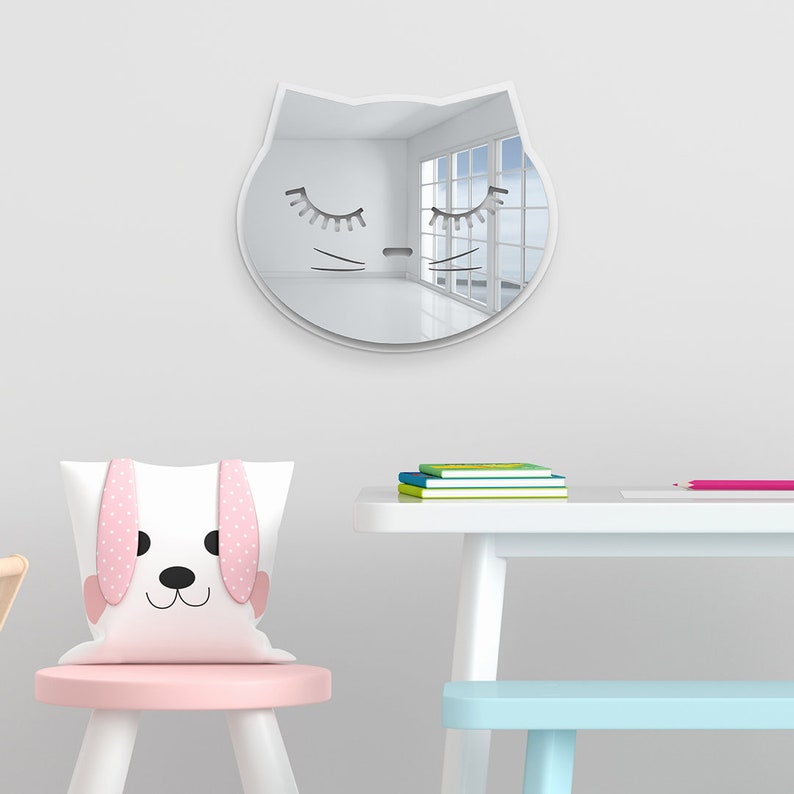 Acrylic Mirror Cat Wall Art Cat Shaped Mirror Cute | Etsy