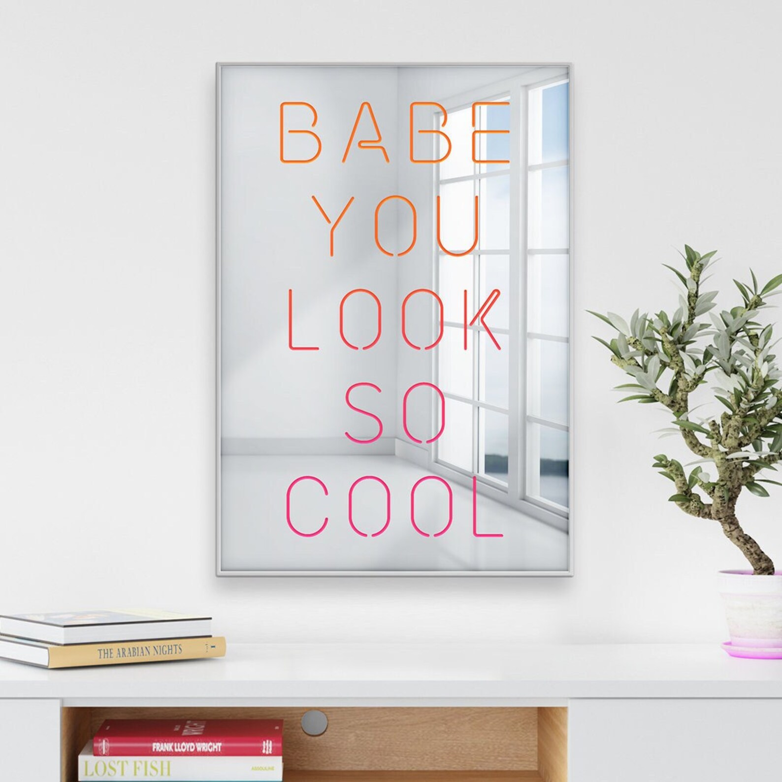 Babe You Look so Cool Wall Mirror Wall Art, Cool Wall Decor, Home ...