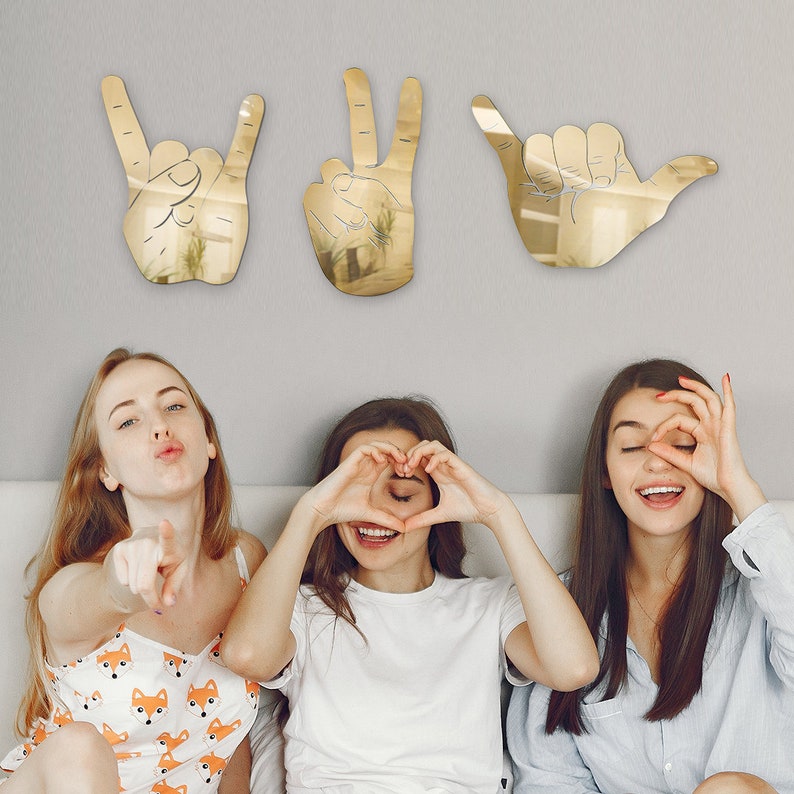 Set of 3 Hand Signs Wall Art Bundle Office Wall Art Cool - Etsy