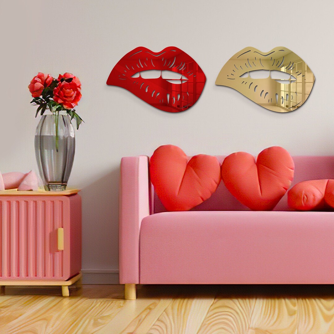 Biting Lips Mirror Wall Art, Mirror Lip Wall Decor, Decorative Mirror ...