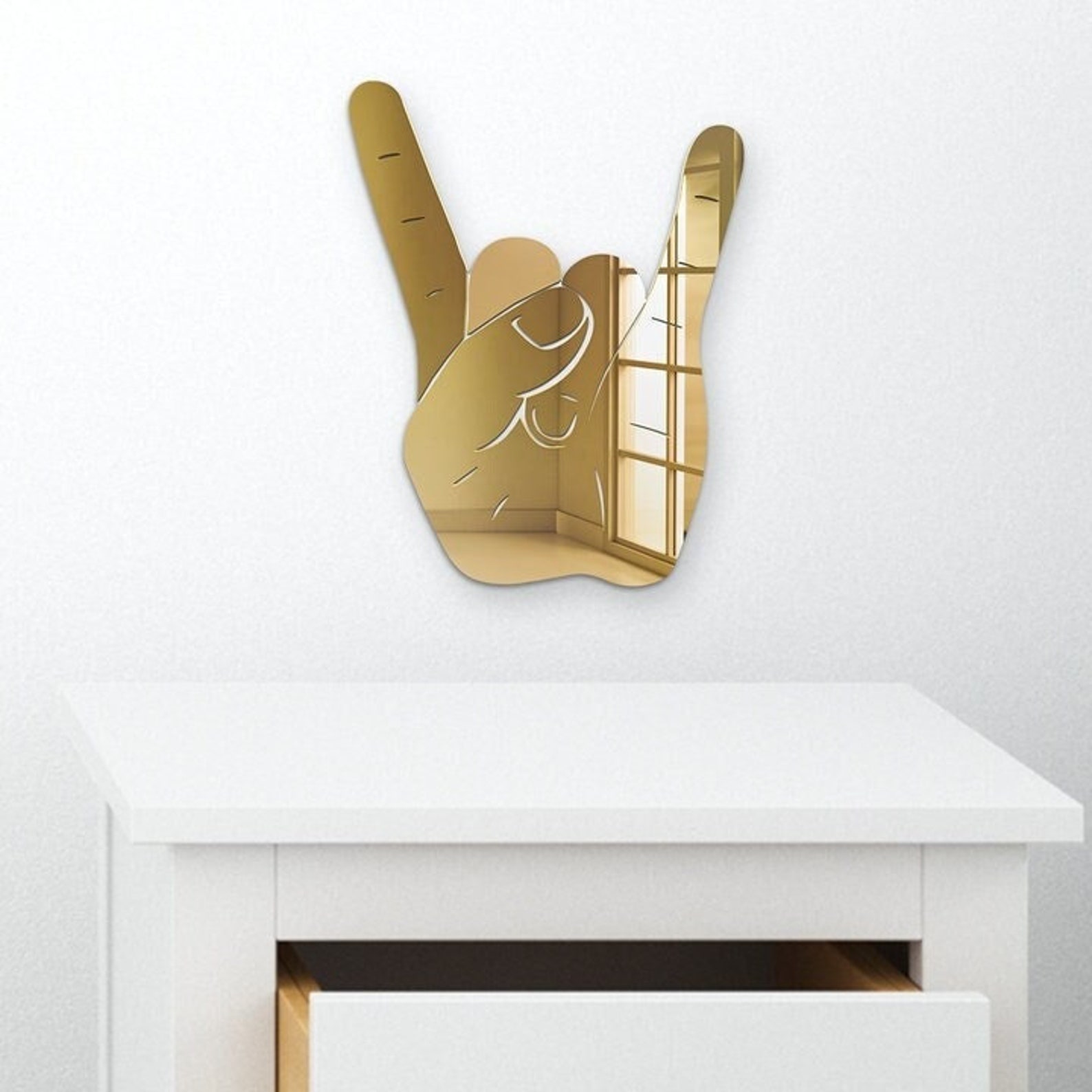 Rock on Sign Silhouette Wall Art, Office Wall Art, Music Room Mirror ...