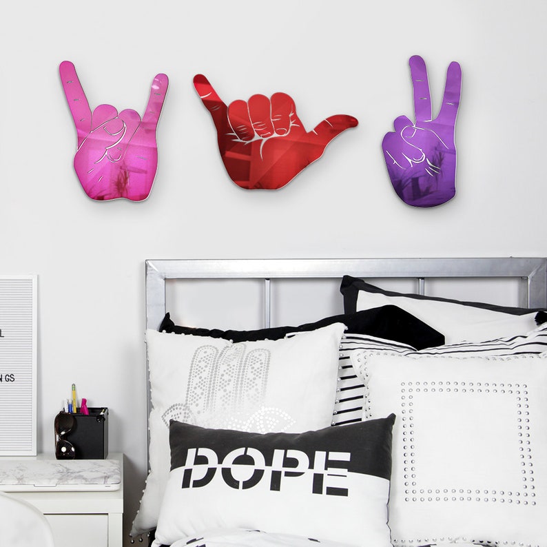 Set of 3 Hand Signs Wall Art Bundle Office Wall Art Cool - Etsy