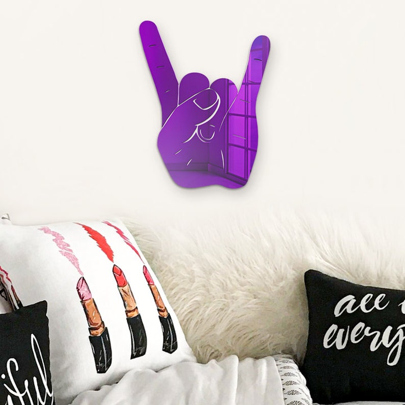 Rock on Sign Silhouette Wall Art, Office Wall Art, Music Room Mirror ...