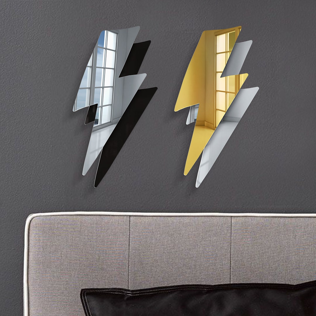 Lightning Bolt Acrylic Kids Wall Art Mirror Thunder Bolt | Etsy