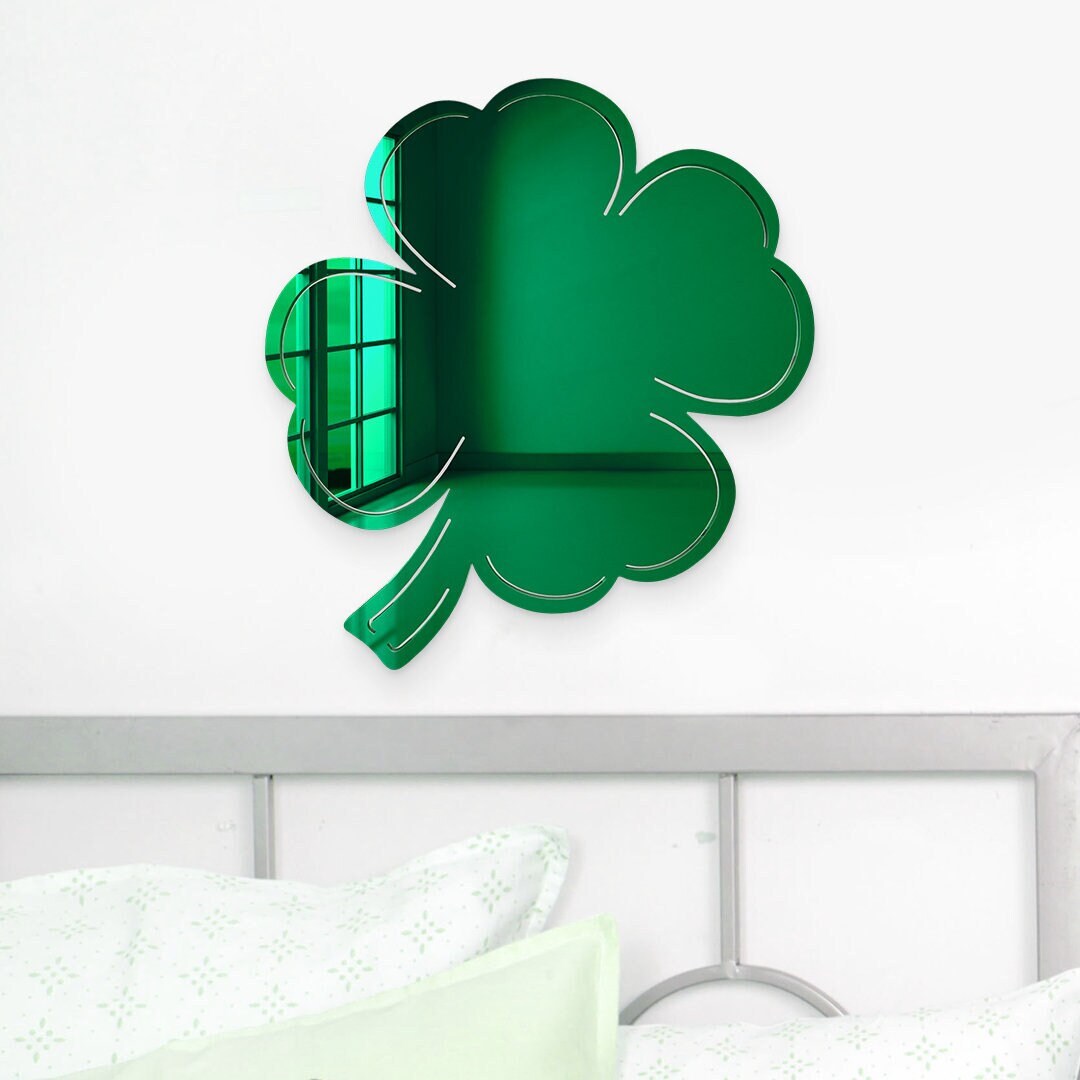 Acrylic Four Leaf Clover Wall Art Mirror, Irish Theme Room Decor, St ...