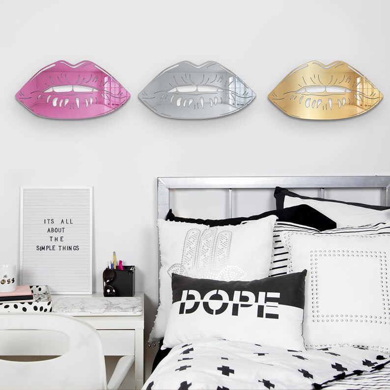 Set of 3 Mirrored Lips Wall Art Acrylic Lips Mirror Lips - Etsy