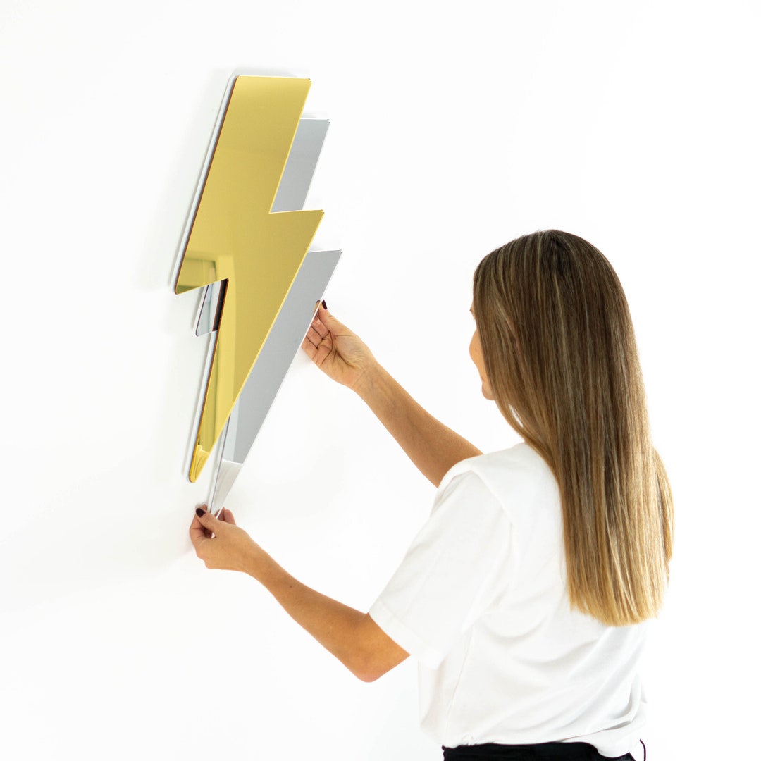 Lightning Bolt Acrylic Kids Wall Art Mirror, Thunder Bolt Lightning ...
