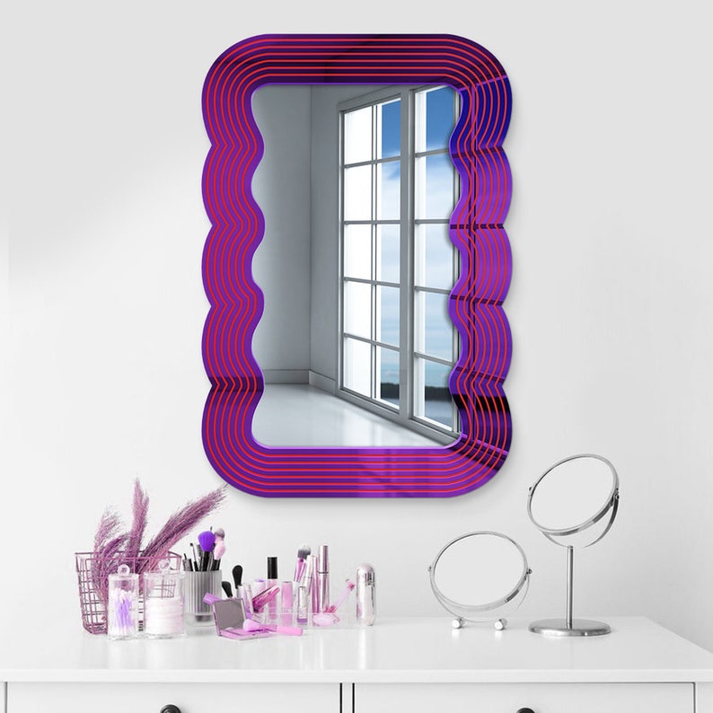 Pop Wave Mirror Wall Art Modern Wall Mirror Cool Mirror - Etsy