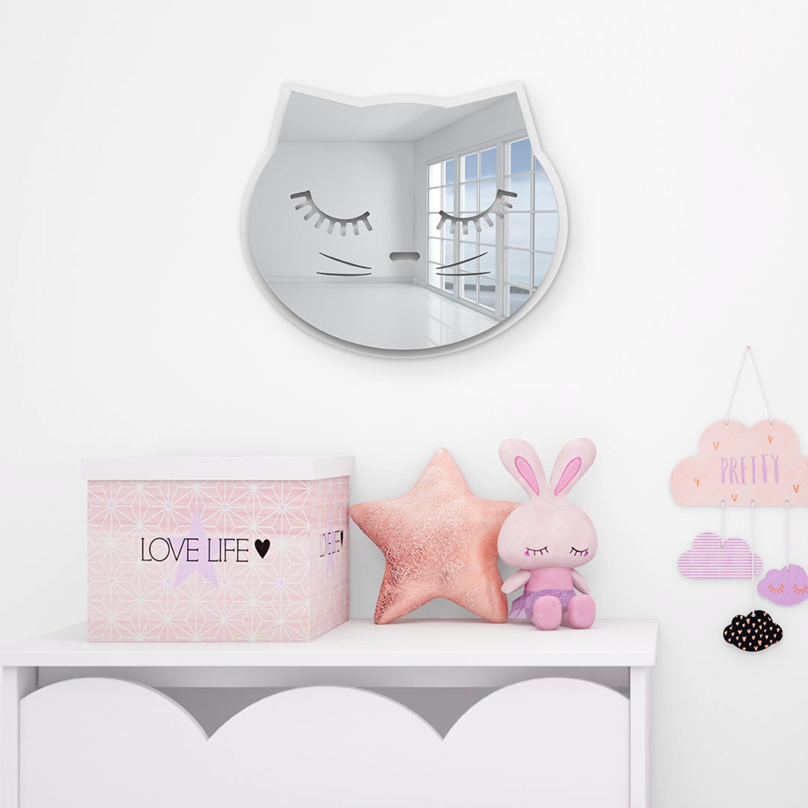 Acrylic Mirror Cat Wall Art Cat Shaped Mirror Cute | Etsy