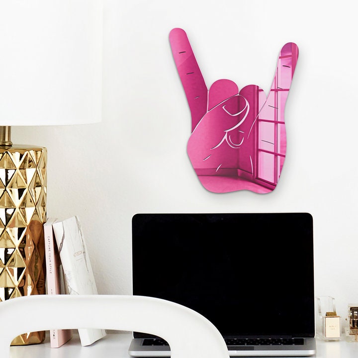 Rock on Sign Silhouette Wall Art, Office Wall Art, Music Room Mirror ...