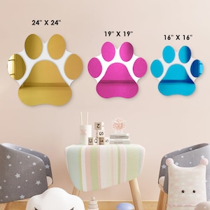 Paw Print Decorative Mirror Wall Art, Dog Paw Sign Wall Art, Cool ...