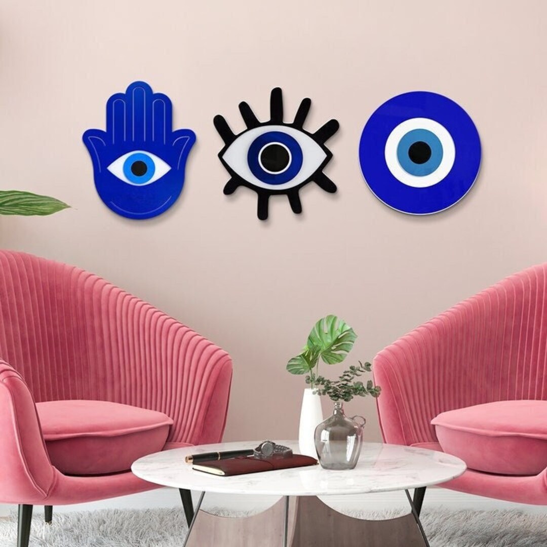 Mystic Charms Set of 3 Wall Art, Evil Eye Home Decor, Evil Eye Accent ...