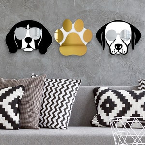 Paw Print Decorative Mirror Wall Art, Dog Paw Sign Wall Art, Cool ...