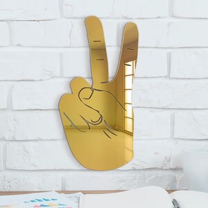 Peace Hand Sign Silhouette Wall Art, Office Wall Art, Cool Mirror Wall ...