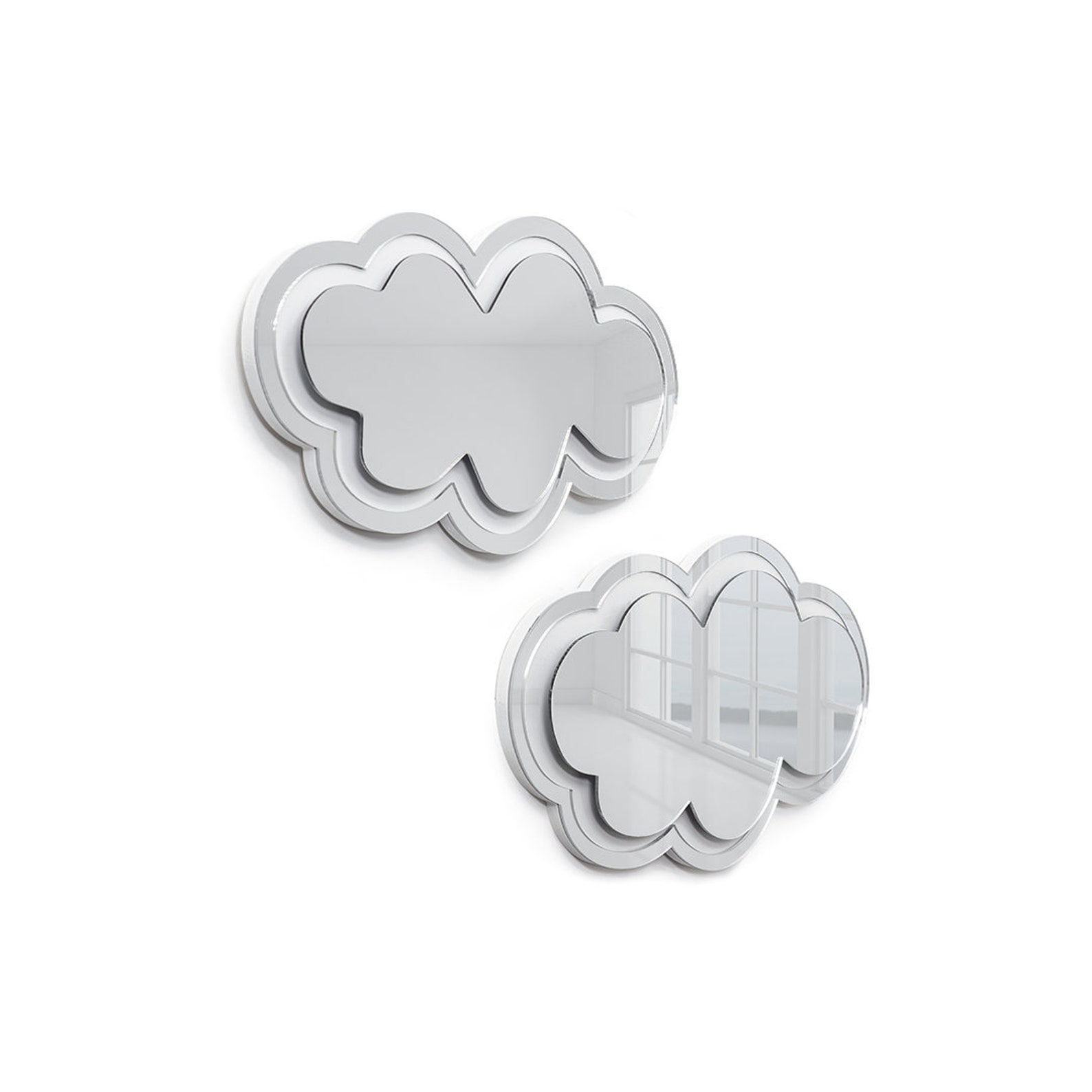 Set of 2 Acrylic Clouds Wall Art Mirror Children's | Etsy