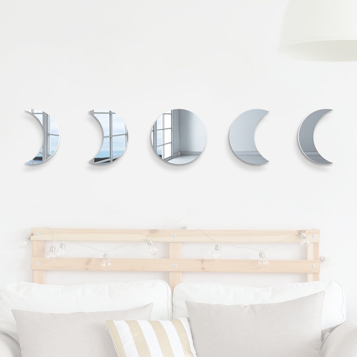 Moon Phases Wall Mirror 5 Pieces Moon Phases Moon Wall - Etsy