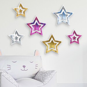 Set of 2 Acrylic Mirror Stars Wall Art, Fun Mirror Decor, Star Wall ...
