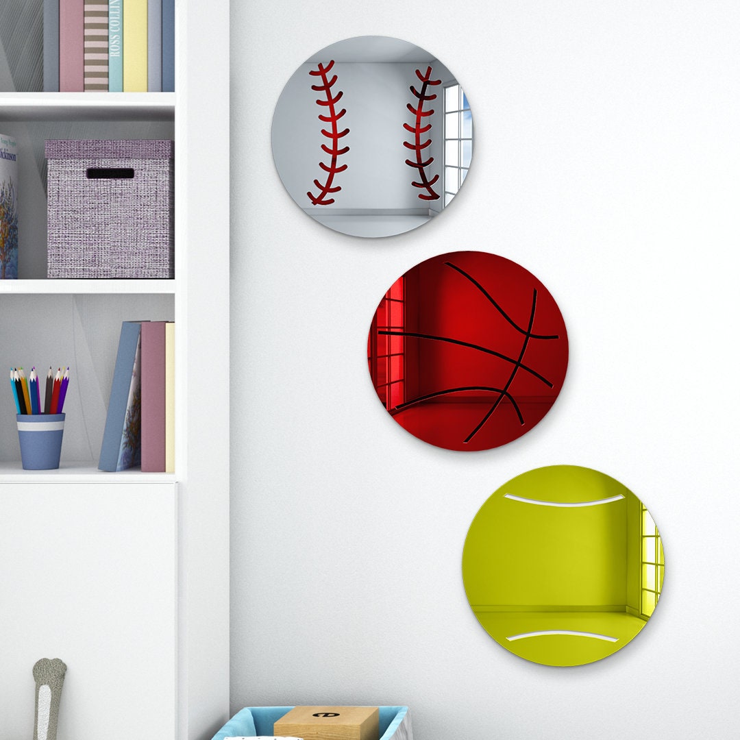 Acrylic Sports Wall Art Baseball Mirror Basketball Mirror - Etsy
