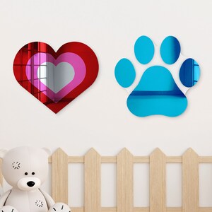 Paw Print Decorative Mirror Wall Art, Dog Paw Sign Wall Art, Cool ...