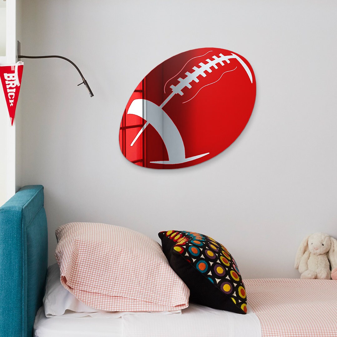 Football Wall Art Mirror, Sports Themed Room, Football Player Decor ...