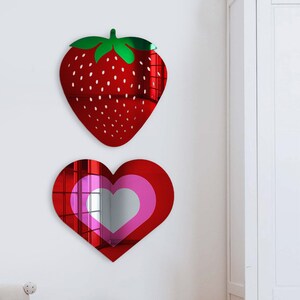 3D Acrylic Strawberry Wall Art Mirror, Berry Wall Room Decor ...