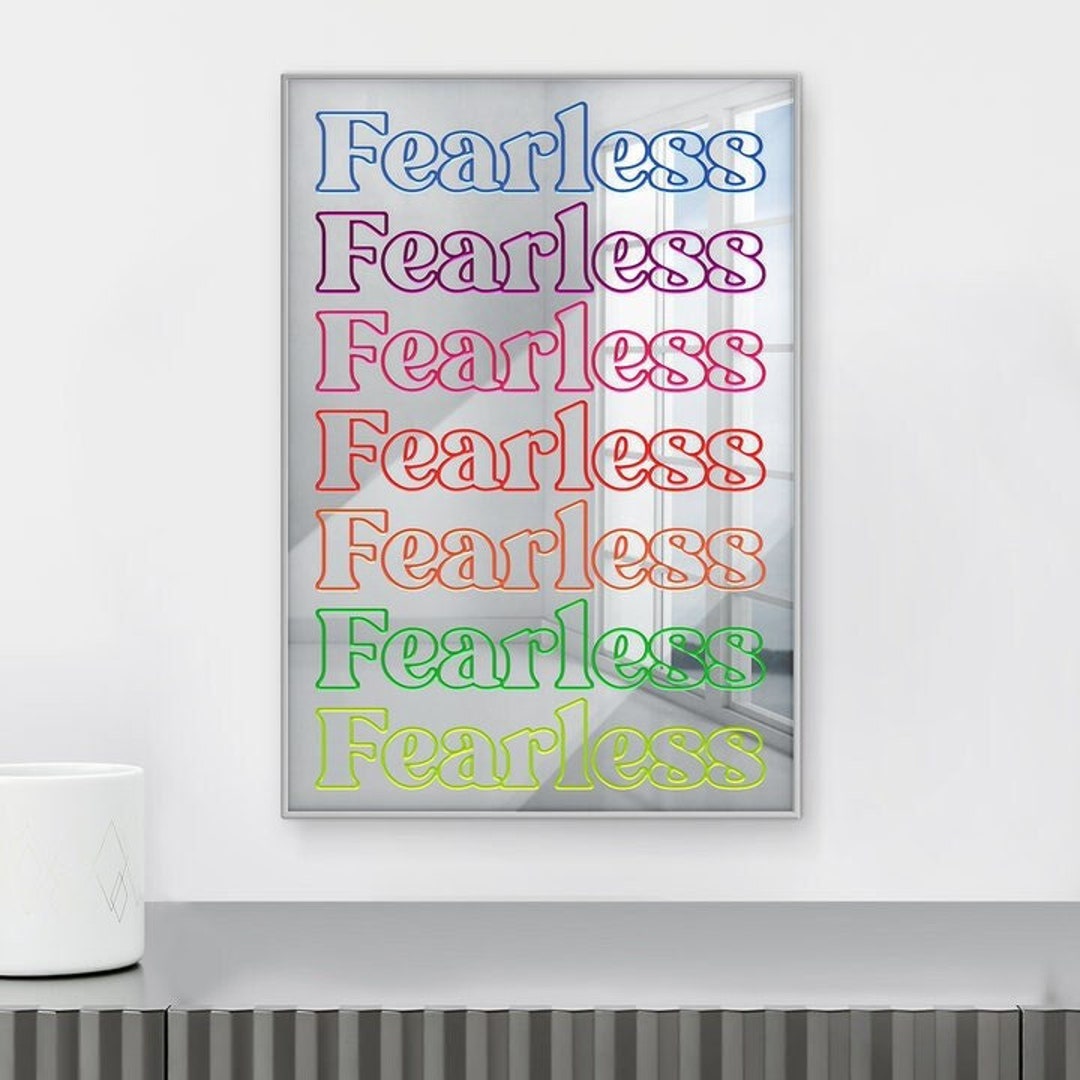 Fearless Wall Art, Fearless Decorative Wall Mirror, Neon Quote Wall ...