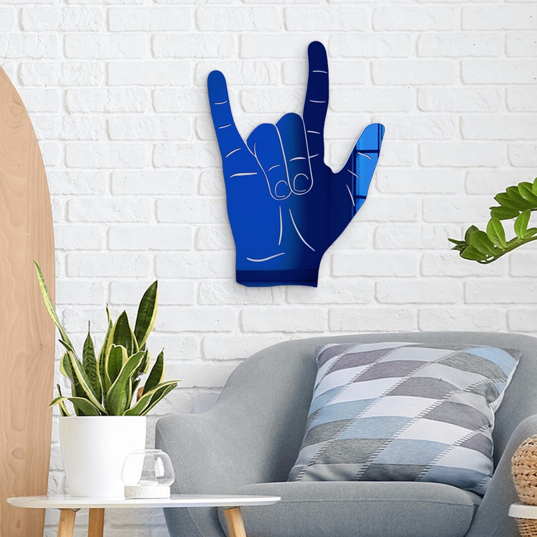 I Love You Sign Language Mirror Wall Art, Hand Sign Decorative Wall ...