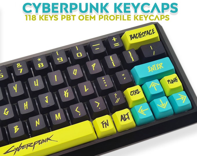 Cyberpunk OEM Profile Keycap Set - 117 PBT Dye-sub Keys Cyberpunk 2077 ...