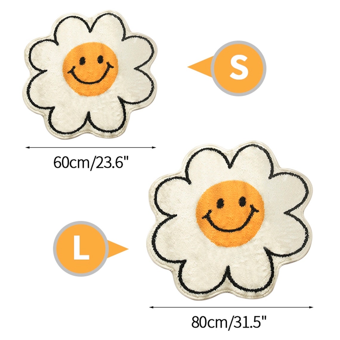 Flower Smile Rug Cute Cartoon Decor Floor Mat Non-slip - Etsy