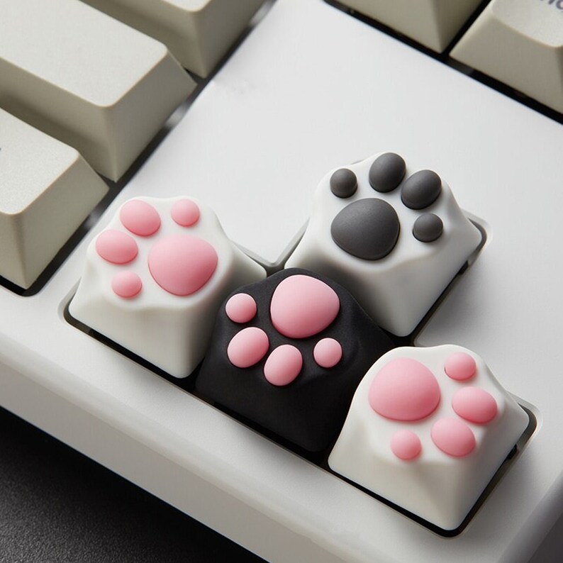 Paw Key Cap ABS & Silicone Pink Black White or Grey - Etsy