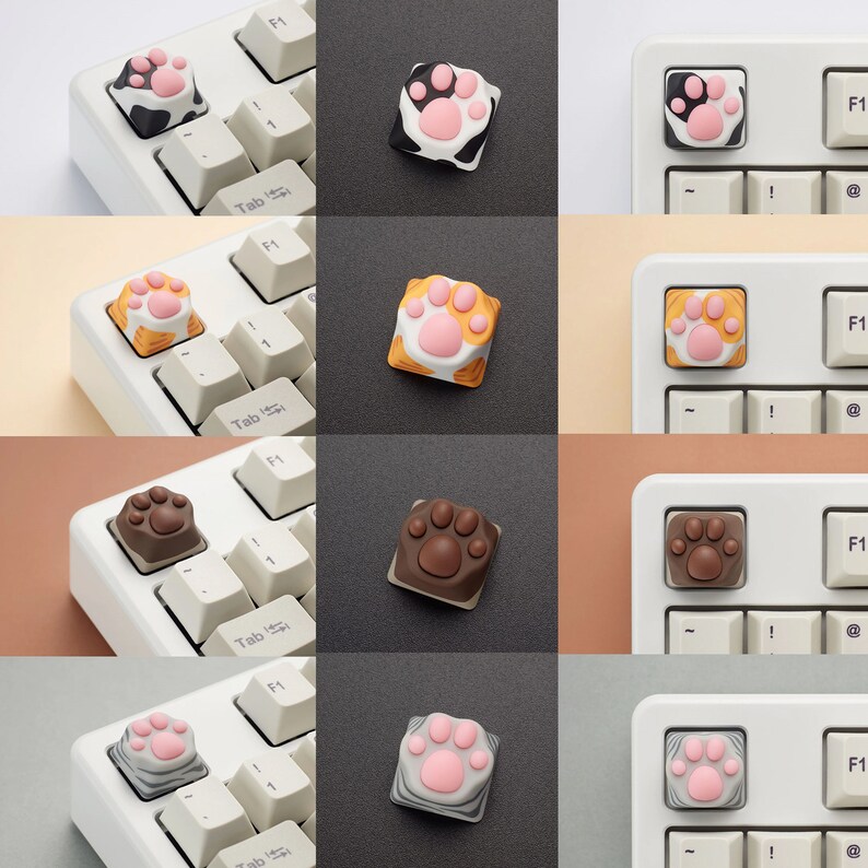 Paw Key Cap ABS & Silicone Different Kitten Types | Etsy