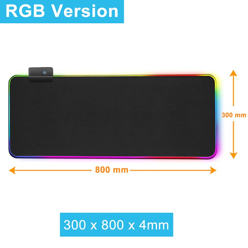 Black Mouse Desk Mat With RGB Led Lights Non-slip Silicone - Etsy