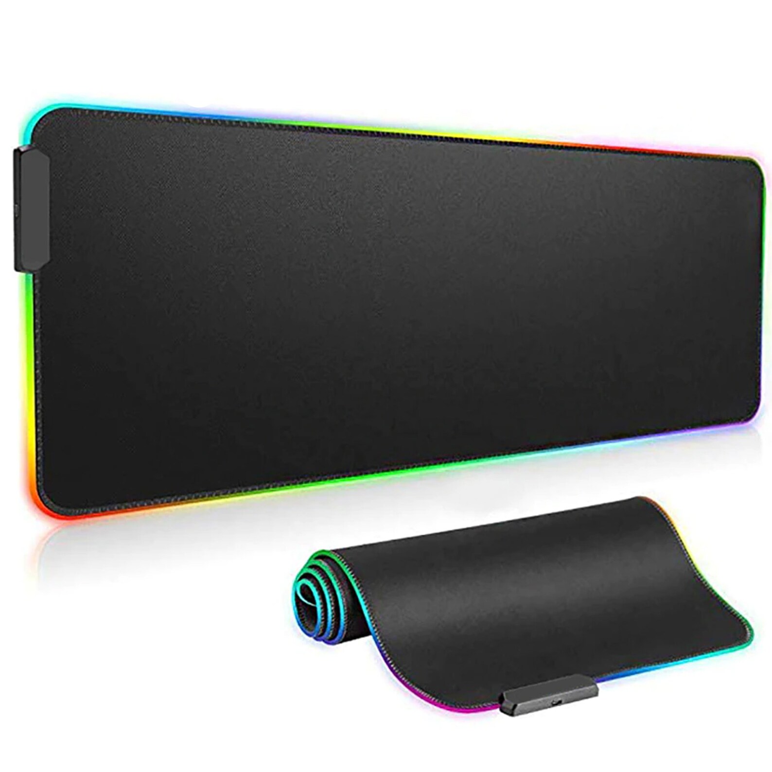 Black Mouse Desk Mat With RGB Led Lights Non-slip Silicone - Etsy