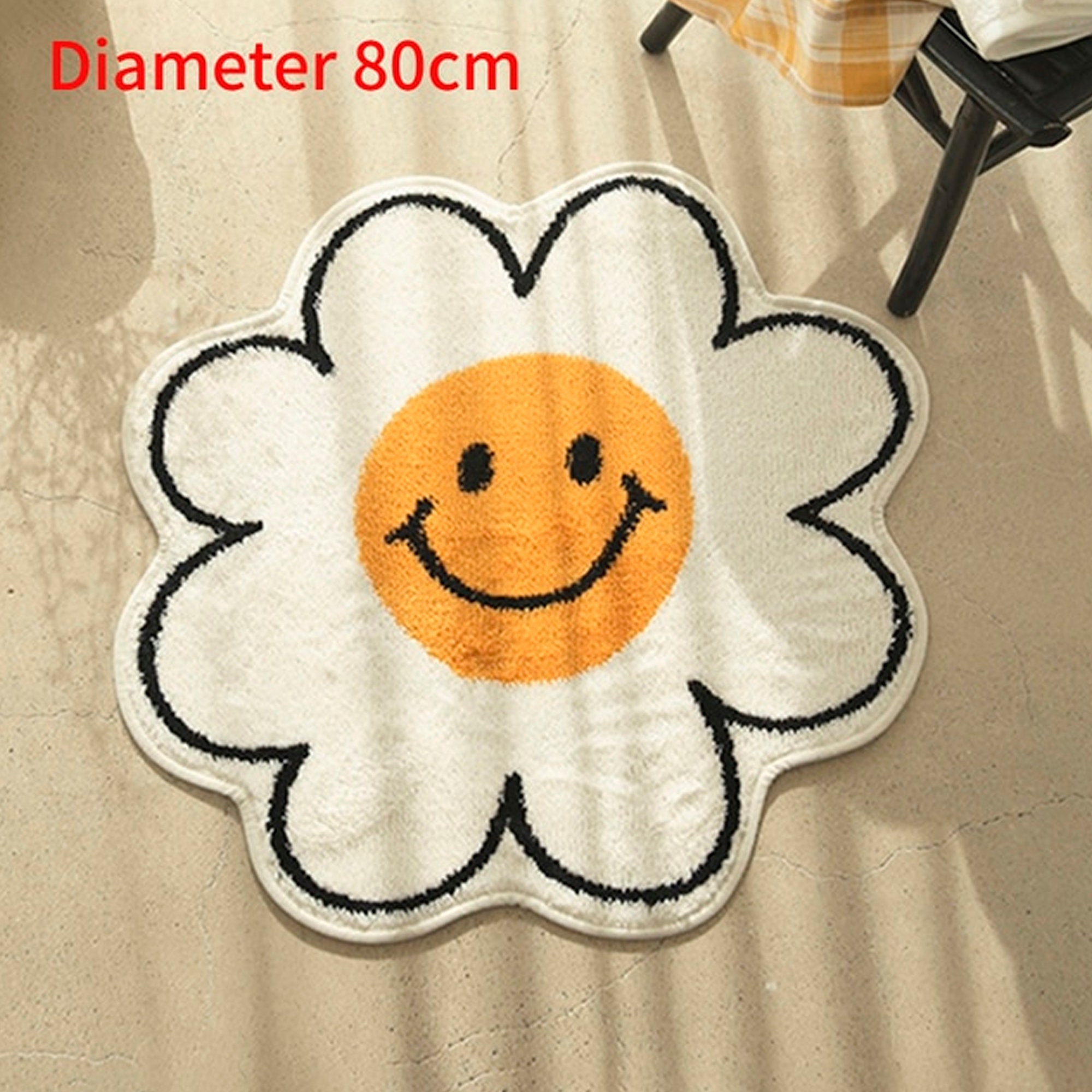 Flower Smile Rug Cute Cartoon Decor Floor Mat Non Slip Etsy 