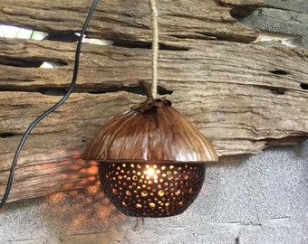 Wooden Hanging Lamp Made of Coconut Shell Bedroom Lamp Light - Etsy
