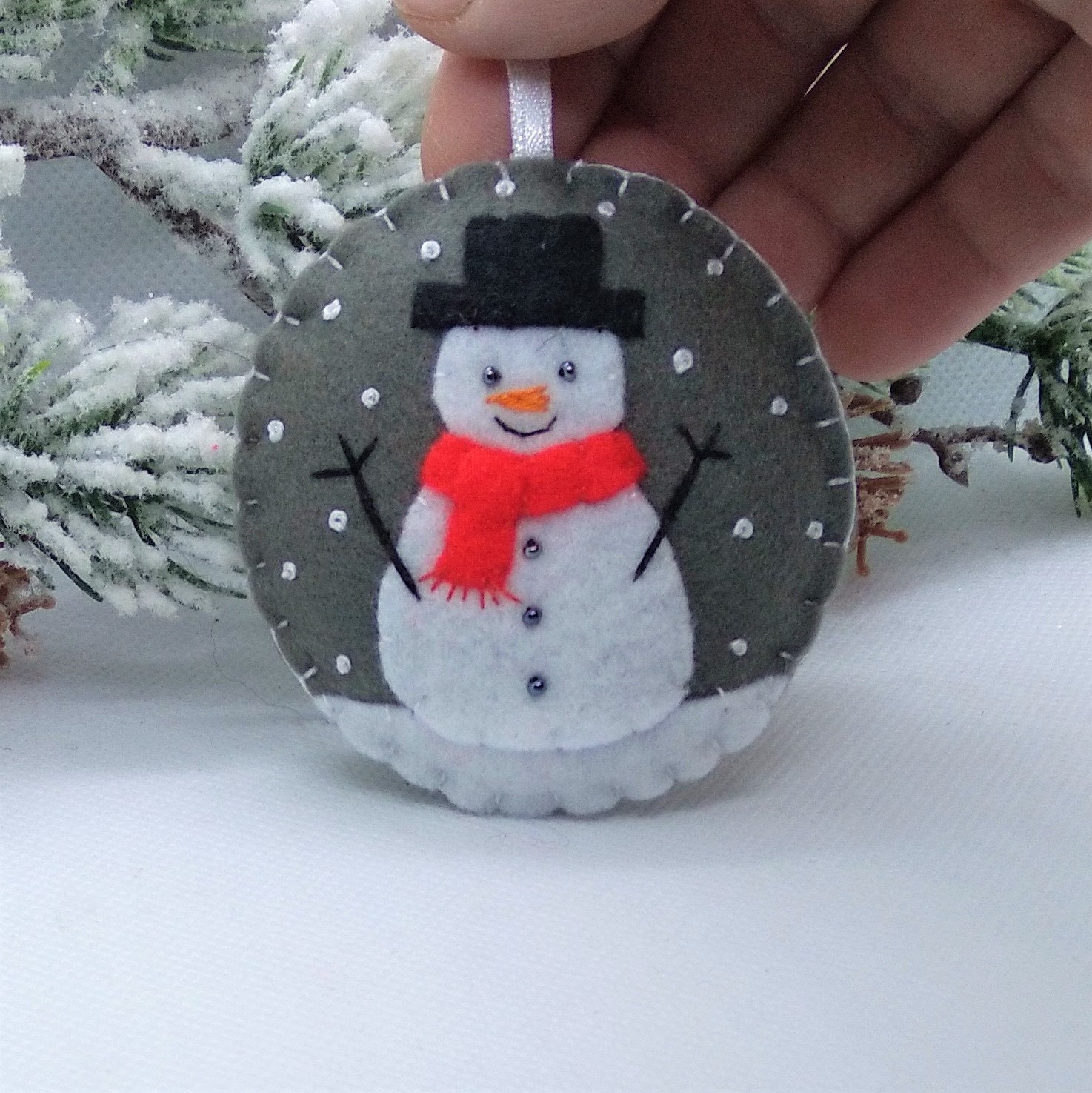 Snowman Ornament / Felt Christmas Decoration / Felt Ornament / - Etsy UK