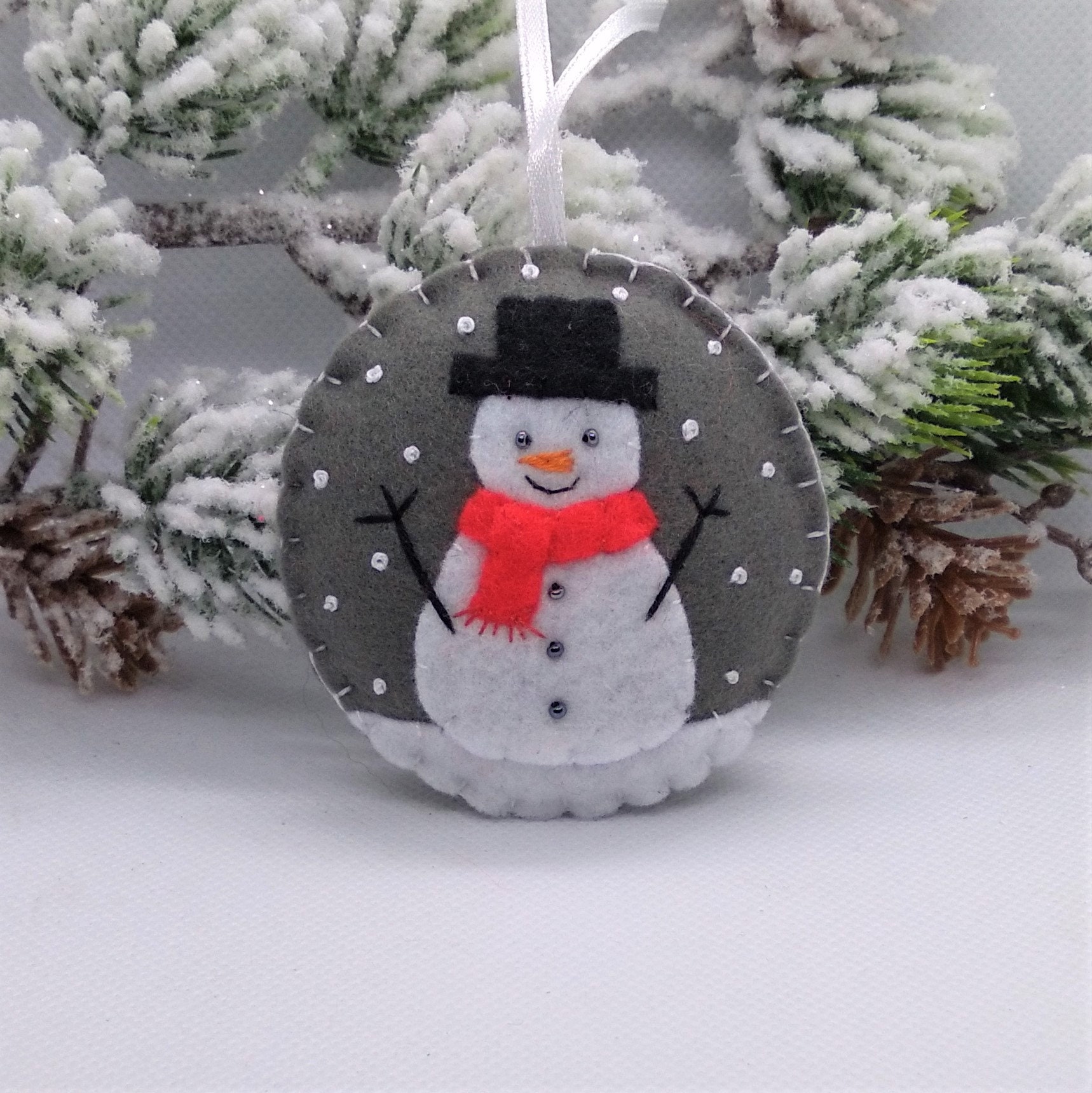 Snowman Ornament / Felt Christmas Decoration / Felt Ornament / - Etsy UK