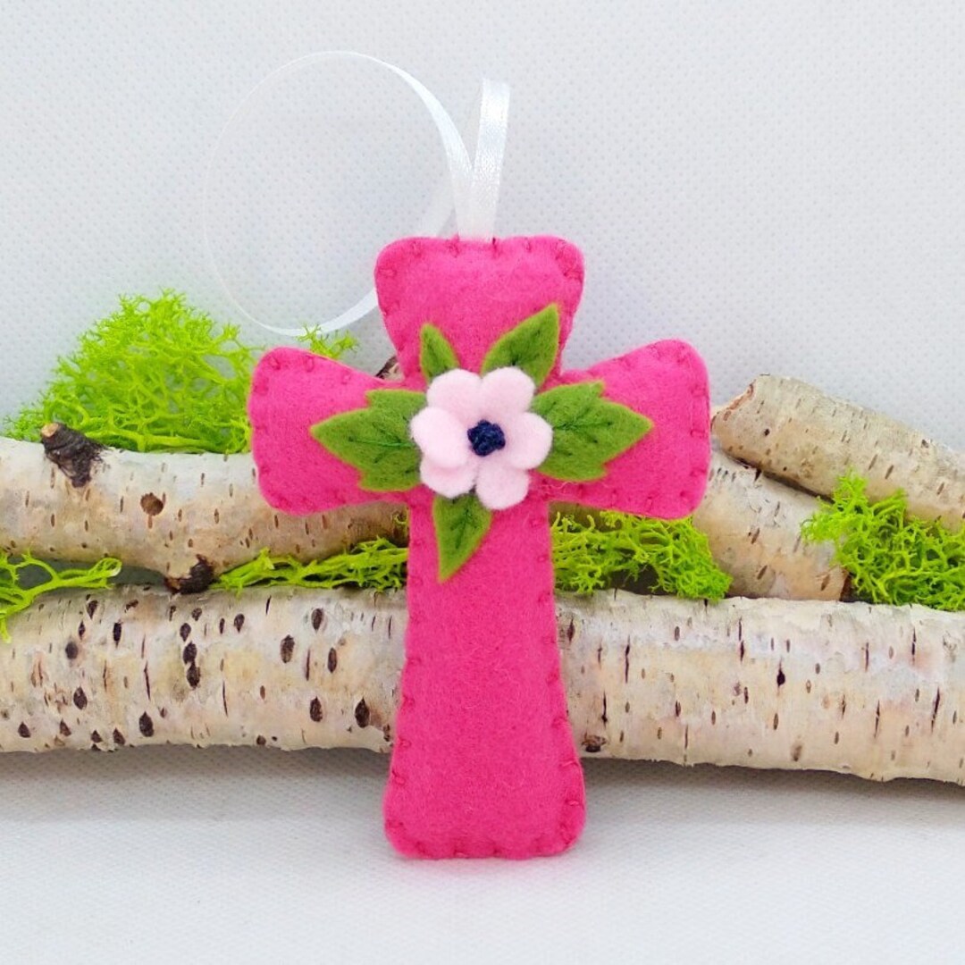 Handmade Felt Cross, Unique Easter Tree Decor for Home, Easter Ornament ...