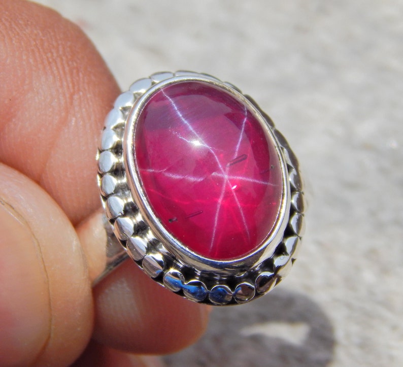 Star Ruby Ring Natural Ruby Ring 925 Silver Ring Vintage Ring Star Ring Minimalist Ring ...