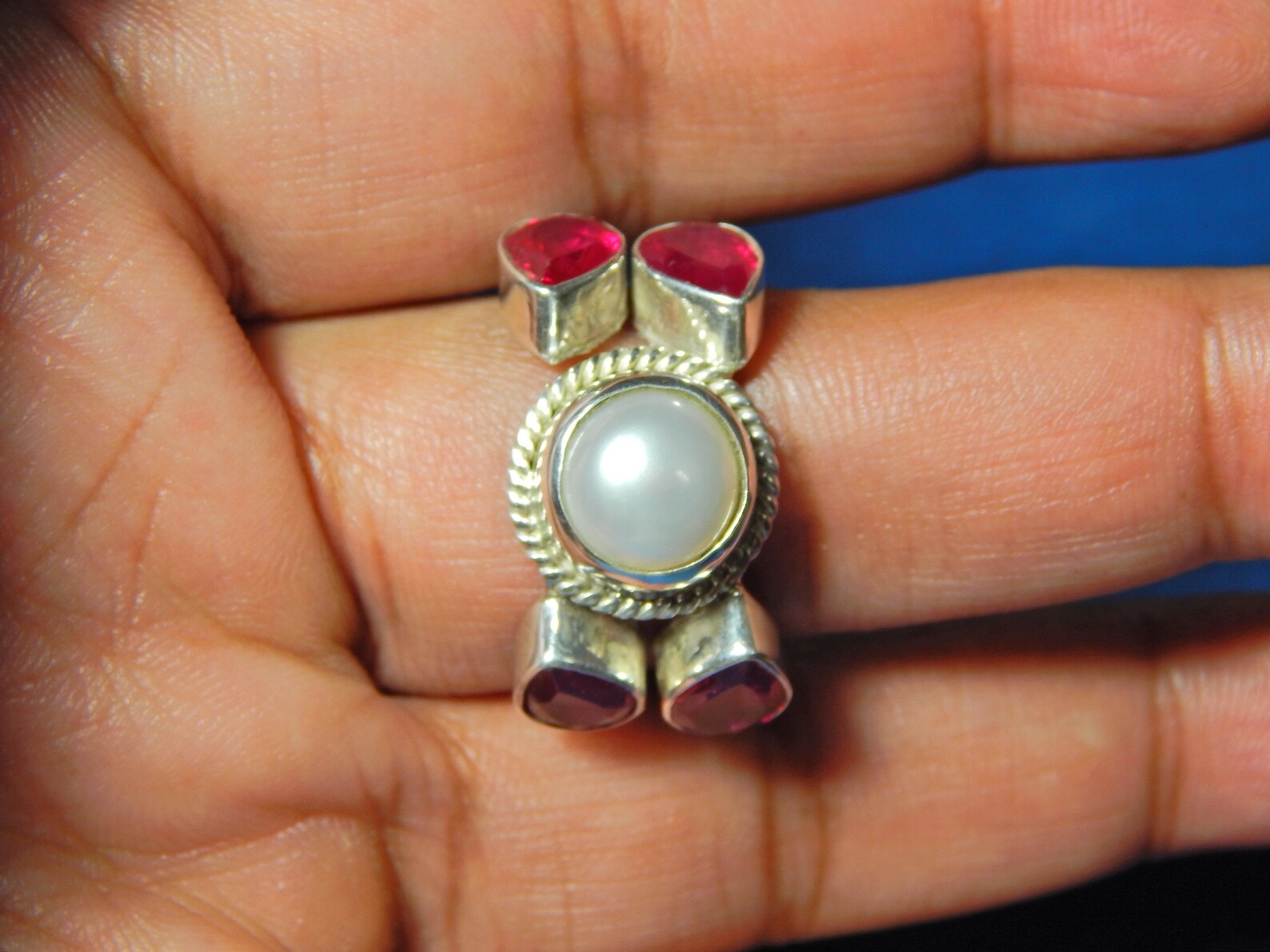 Ruby Pearl Rings 925 Sterling Silver Jewelry Ring With - Etsy UK