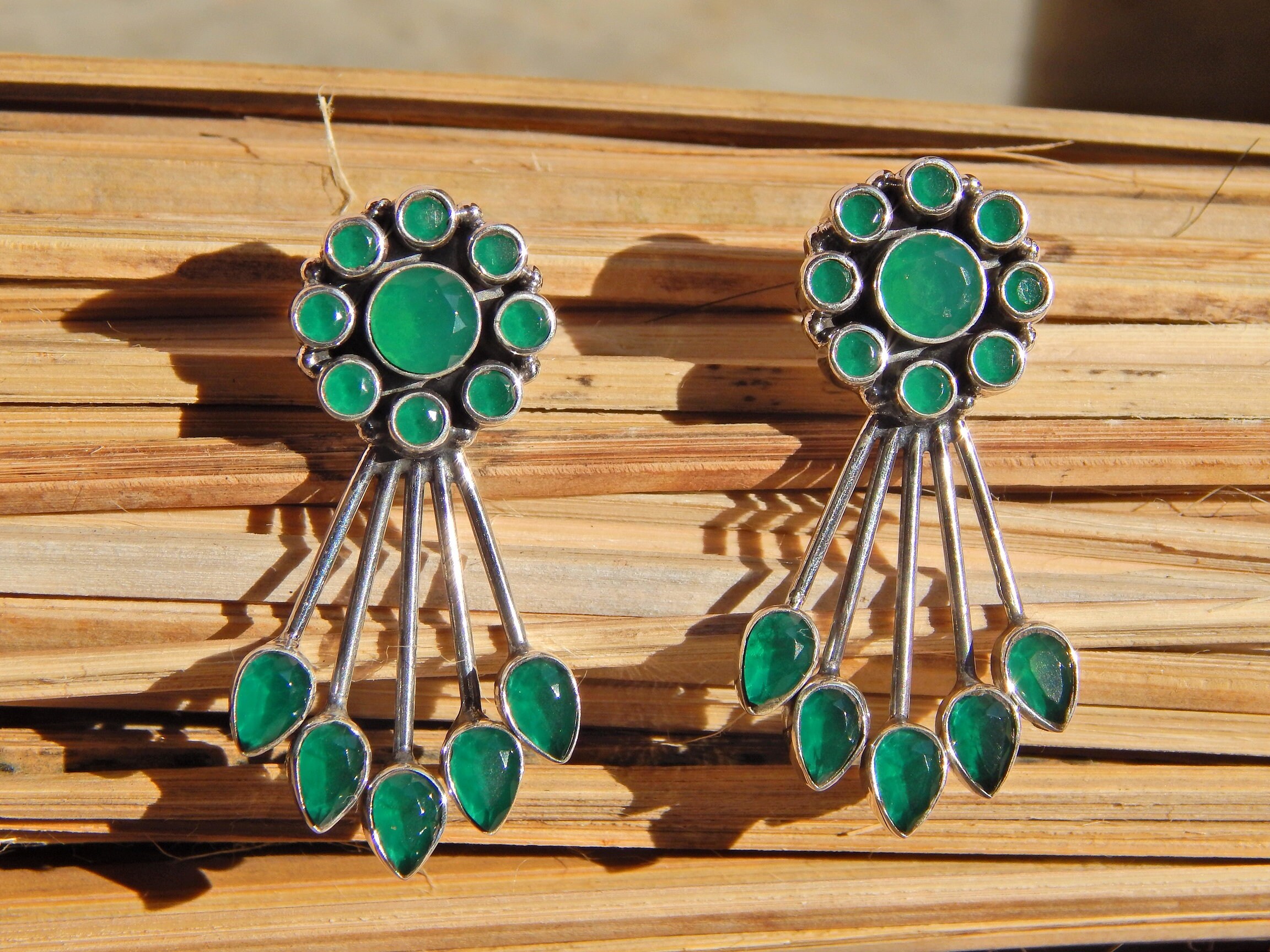 Green Onyx Gemstone Earring Studs Silver Earring Jewelry - Etsy UK